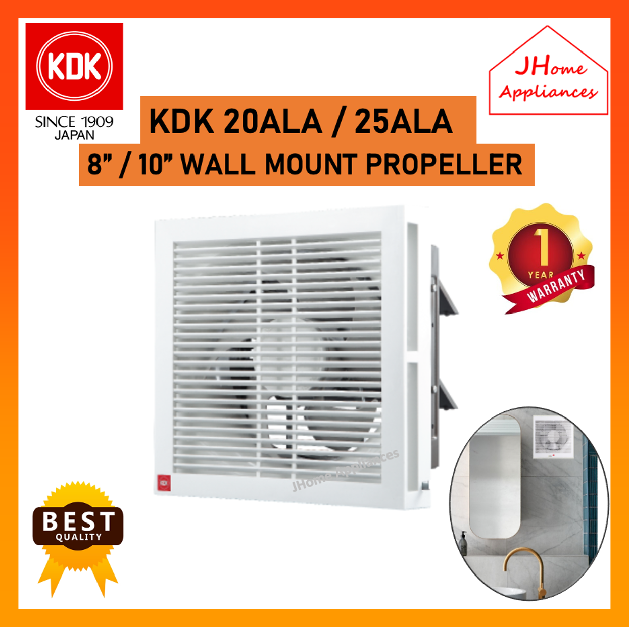 KDK EXHAUST FAN 20ALA / 25ALA WALL MOUNT PROPELLER [ 20ALA ( 20cm/8 ...