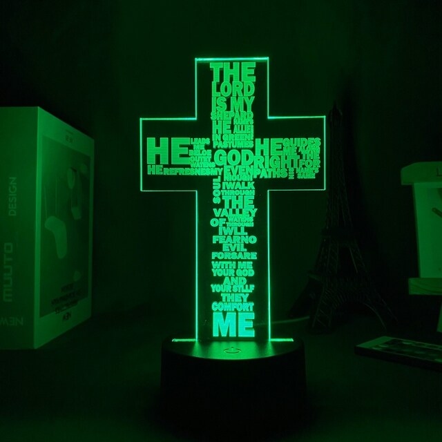The Holy Bible Psalm Poem Christian Cross Led Night Light for Church ...