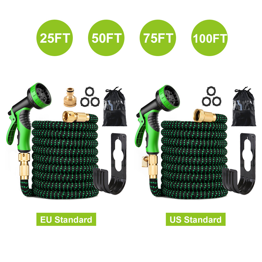 100ft Expandable Garden Hose with 9 Function Nozzle Flexible Strong ...