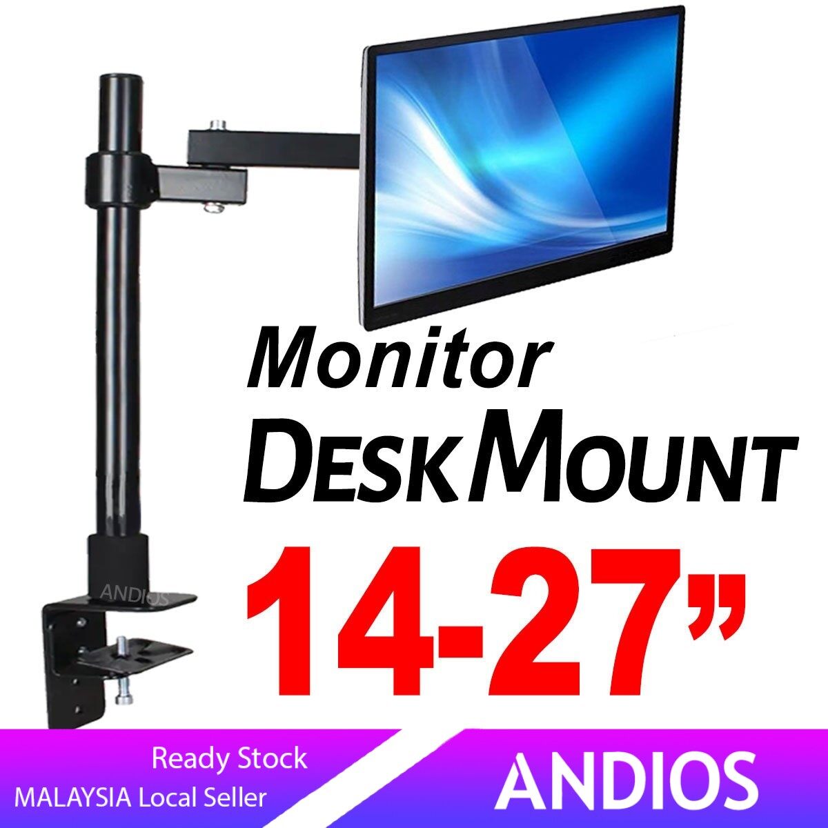 Monitor Arm Table Clamp Laptop Bracket Komputer Mount Meja Display ...