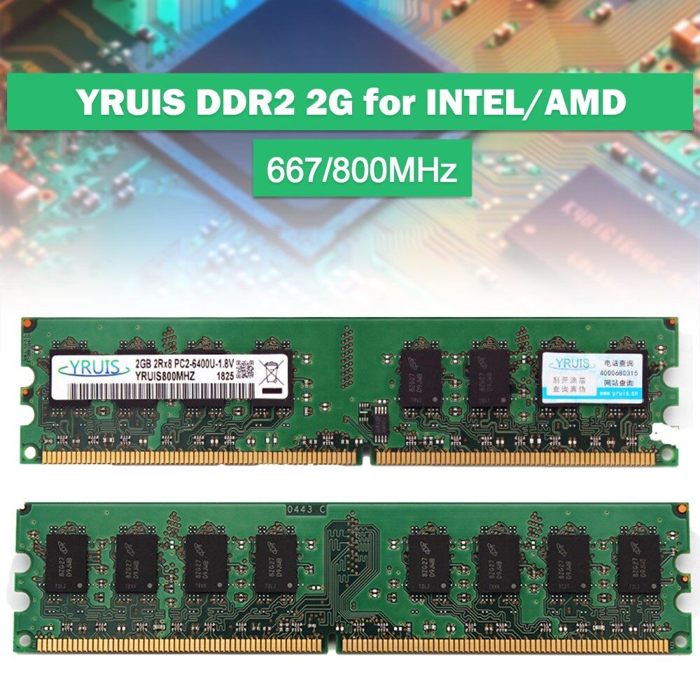 YRUIS Ram DDR2 2G 667/800MHz เดสก์ท็อปหน่วยความจำอะแดปเตอร์240Pin 1.8V ...