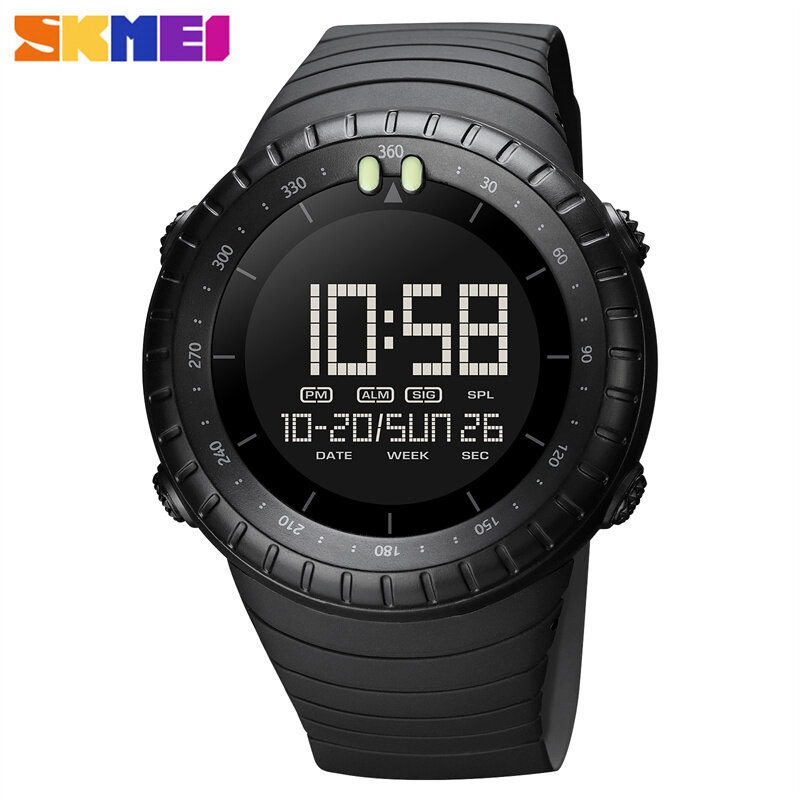 SKMEI ยี่ห้อ1992นาฬิกาสปอร์ทสำหรับผู้ชายผู้ชายแฟชั่น Digtal ไฟ LED แสดงผลนาฬิกาปลุกปฏิทิน Chrono ...