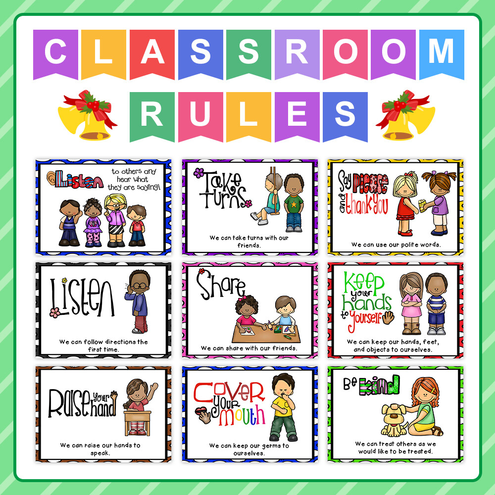 9Pcs English Poster Classroom Rules A4 Big Cards Kindergarten Early 9Pcs English Poster Classroom Rules A4 Big Cards Kindergarten Early
