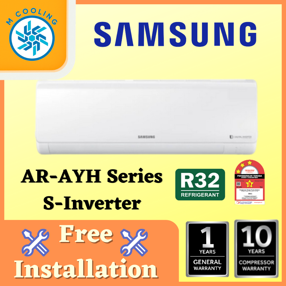 [FREE INSTALLATION] Samsung Aircond R32 RAC S-Inverter Premium (1.0HP ...