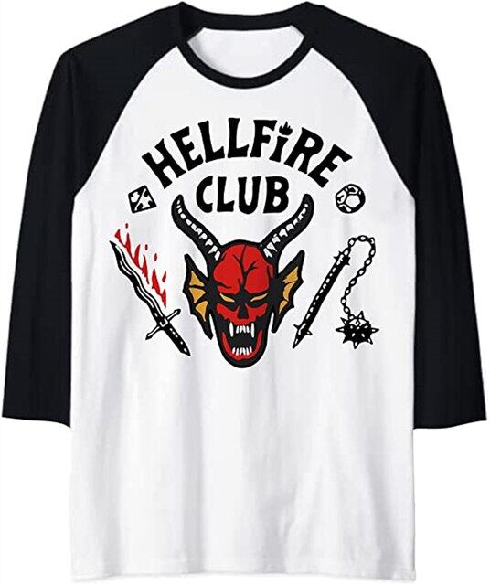 Hellfire Club T-Shirt Long Sleeves Shirt Stranger Things Dustin Mike ...
