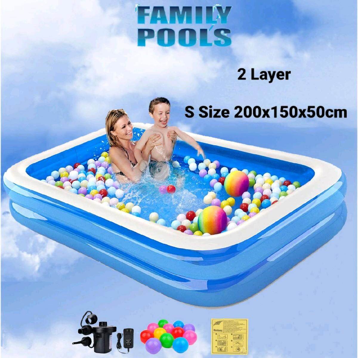 🔥4 Layer Giant Swimming Pool Inflatable Kolam Renang Family Pool Kolam ...