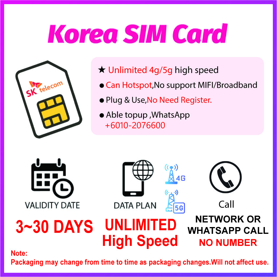 Joytel【Korea】【5 - 30 Days】Korea Travel Prepaid Sim Card | Lazada