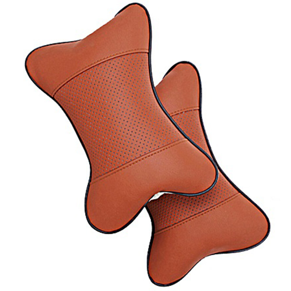 2ชิ้นหมอนรองคอรถหนังpuออลซีซั่หมอนรองคอระบายอากาศสากล Autowork Thaipick