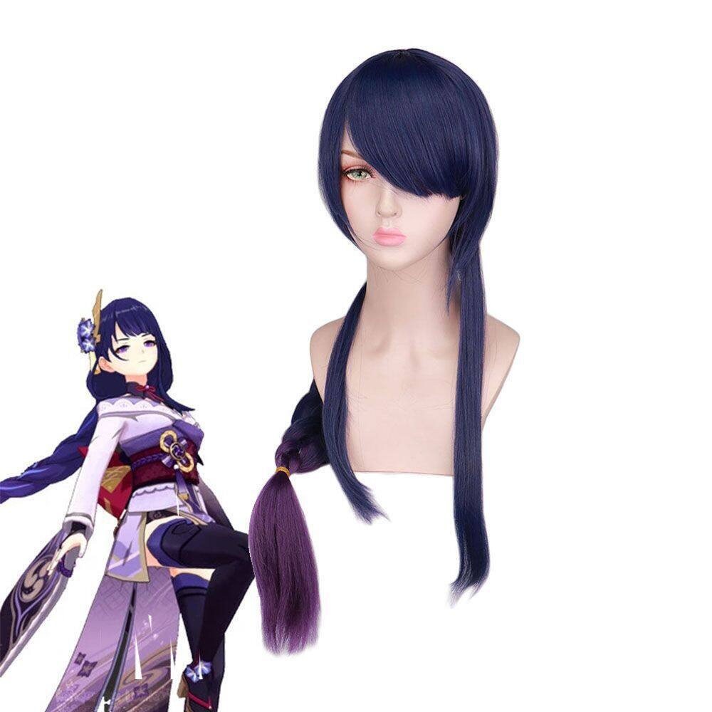 Genshin Impact Raiden Shogun Cosplay Bold Twist Braids Wig Anime ...