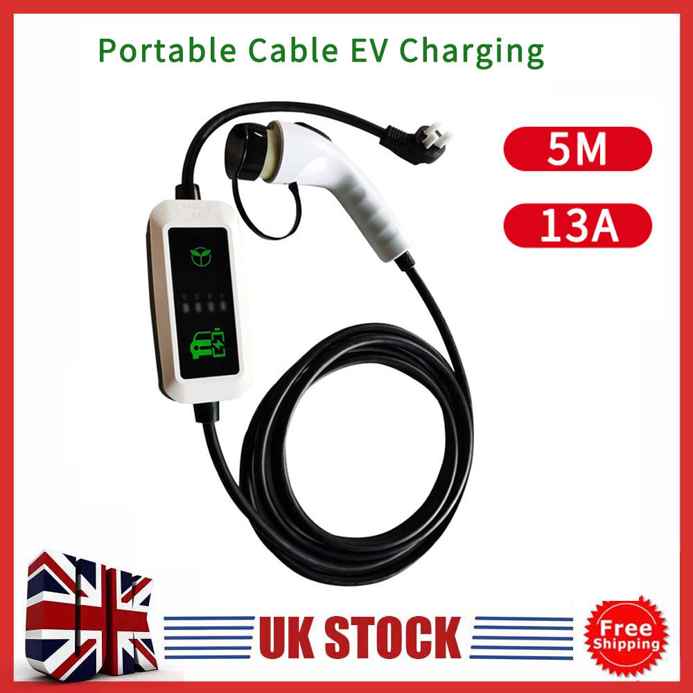 Portable EV Charging EV Charger 5M 13A Cable Type 2 UK Plug 3 Pin ...