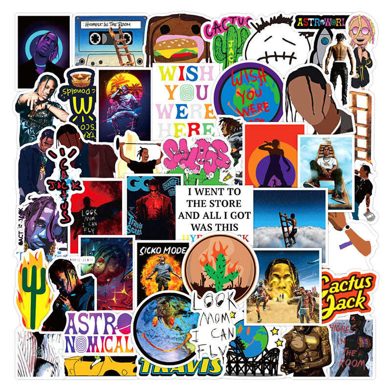 10 30 50pcs pack America Hip hop Pop Singer Travis Scott Lable Stickers ...