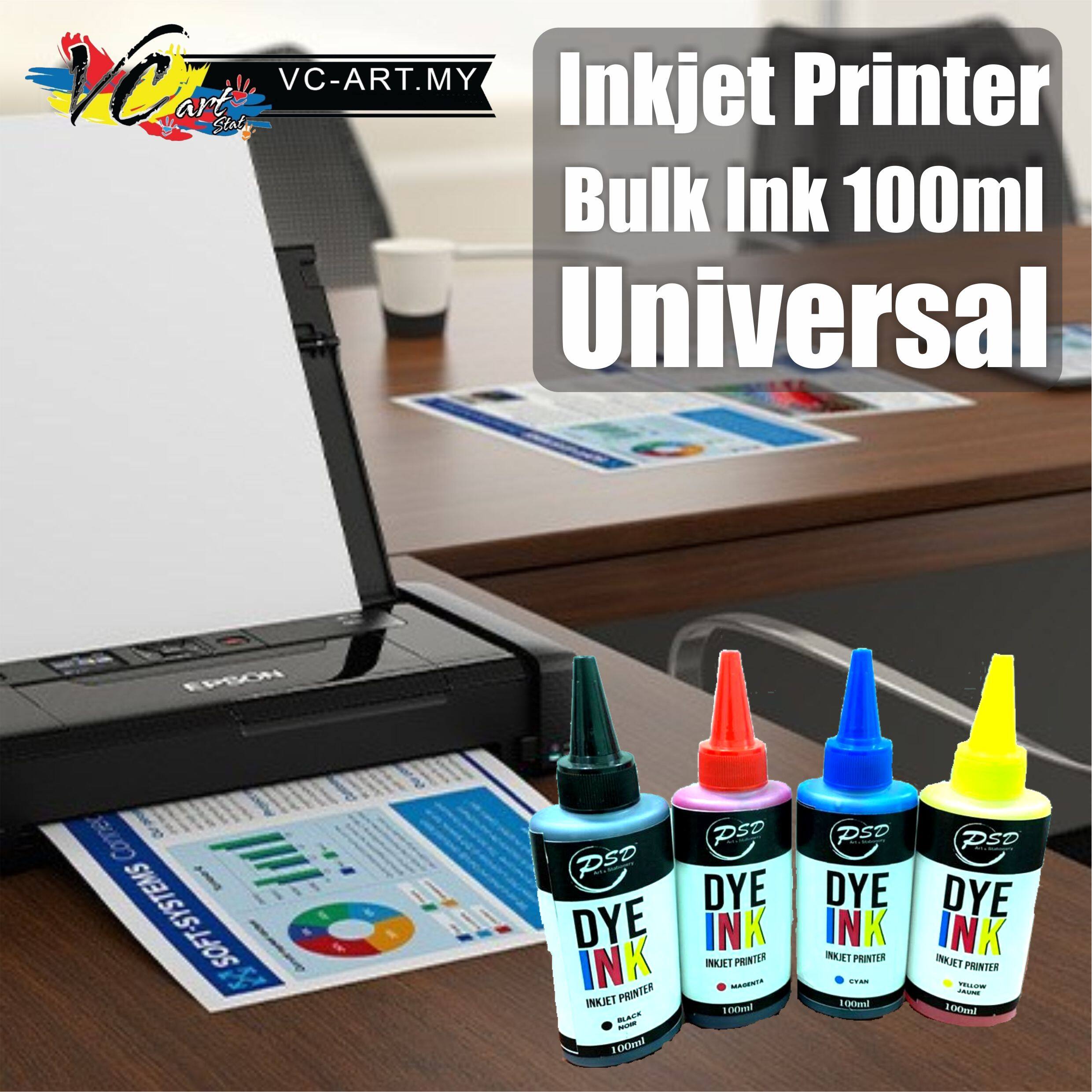 PSD UNIVERSAL Inkjet Printer Refill Dye Ink 100 ml 4 Color (BK/C/Y/M ...
