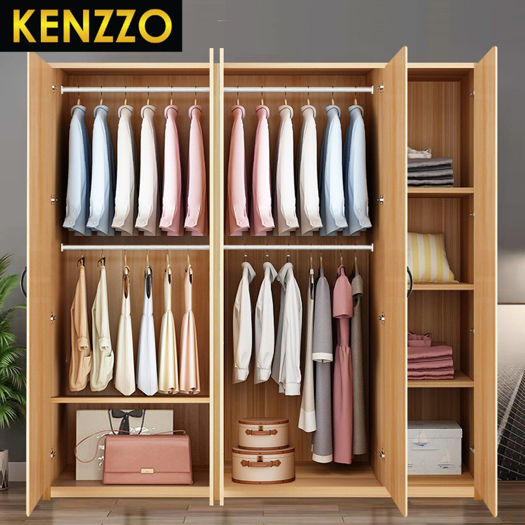 KENZZO : 4 Door Multifunctional Wooden Wardrobe/2 door+3 door /5 tier ...