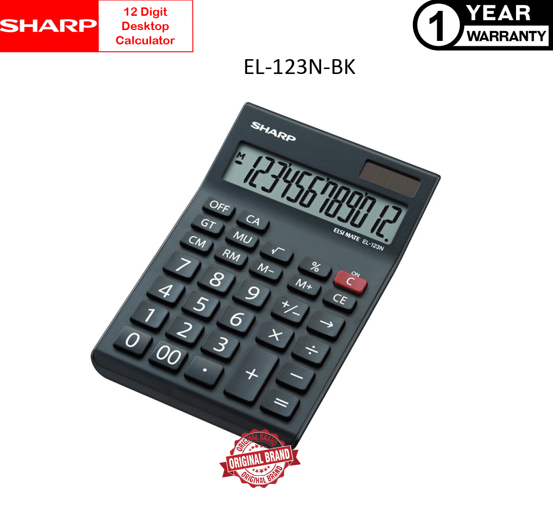 Sharp EL-123N BK Desktop Calculator. 12 Digit Display with slant ...