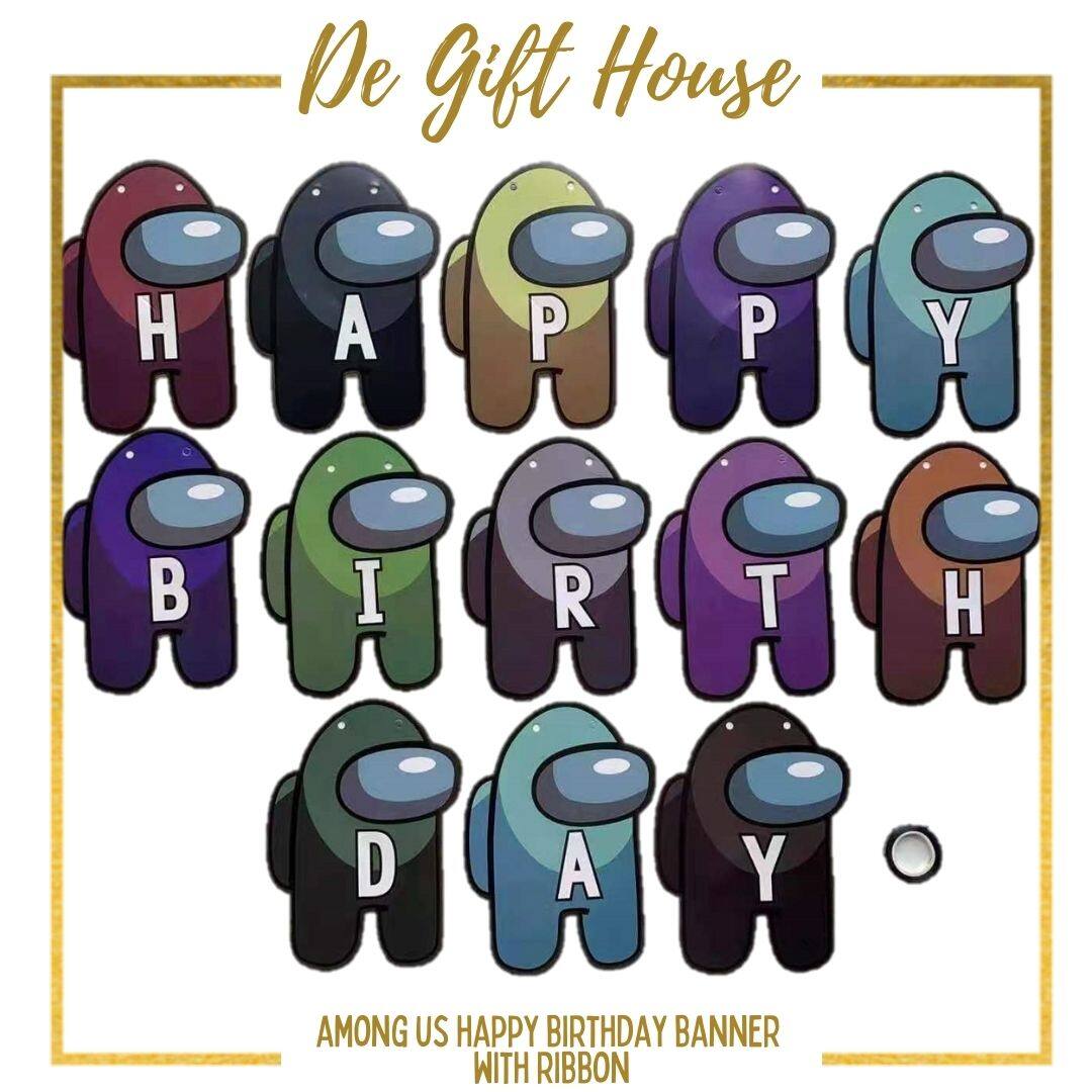 AMONG US HAPPY BIRTHDAY BANNER WITH RIBBON | Lazada