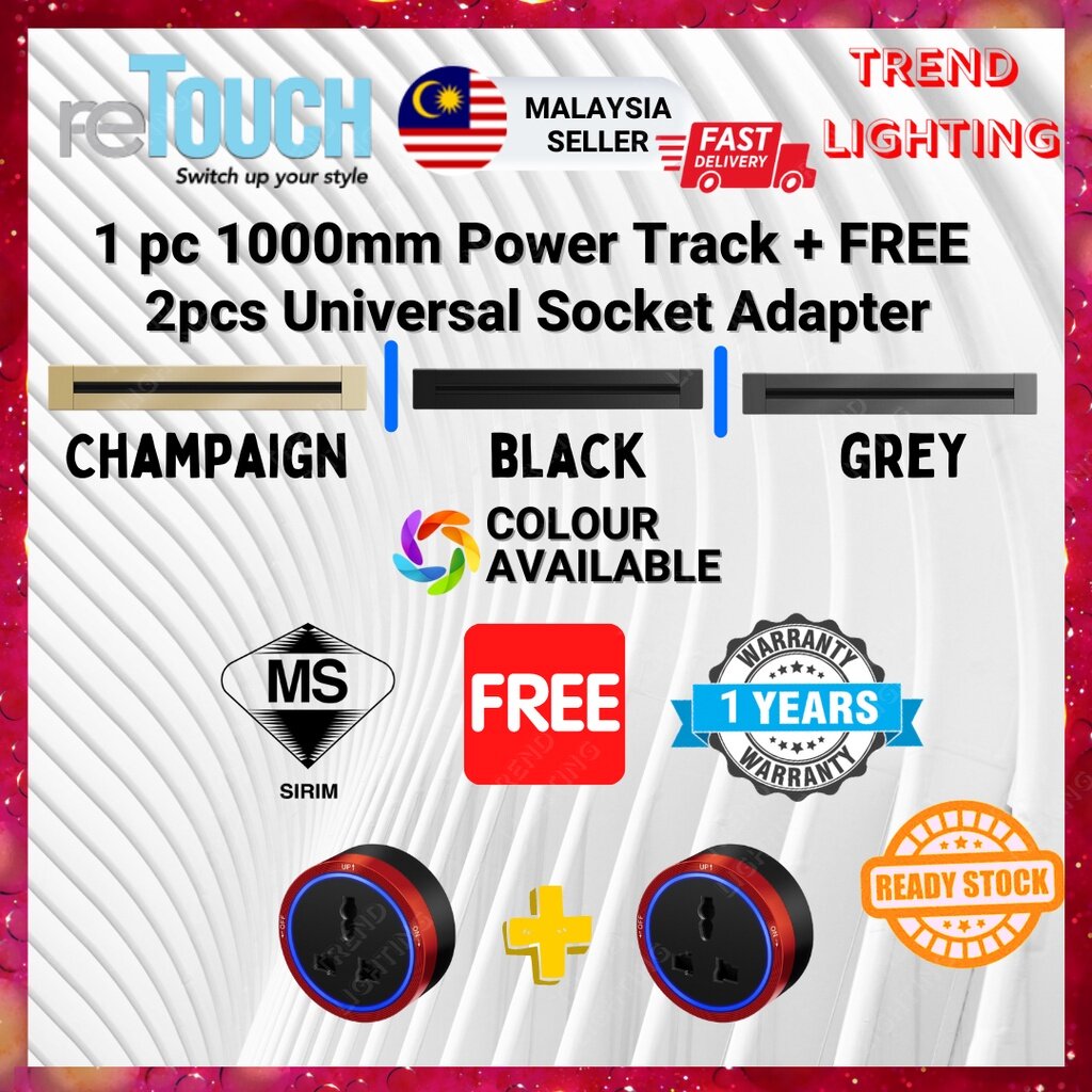 Retouch Power Track Retouch 1000mm + Adapter Plugs Socket Ambient Light ...