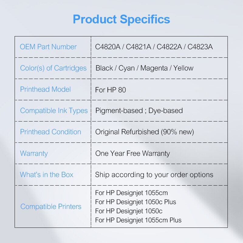 สำหรับ HP 80หัวพิมพ์ C4820A C4821A C4822A C4823A HP80หัวพิมพ์สำหรับ HP ...