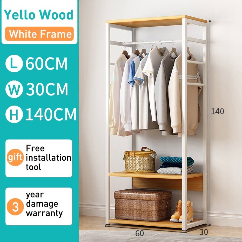 WAROOM Cloth Wardrobe Rack Cabinet Simple Style Coat Rack Multi-Purpose ...