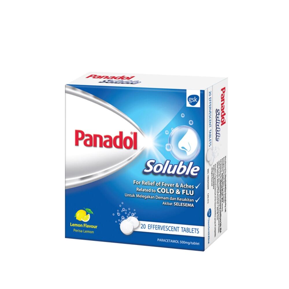 PANADOL SOLUBLE - LEMON FLAVOUR 20 TABLETS | Lazada
