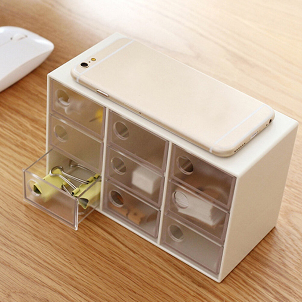 Mini 9 Grid Drawer Desk Storage Box Plastic Storage Organizer for Home ...