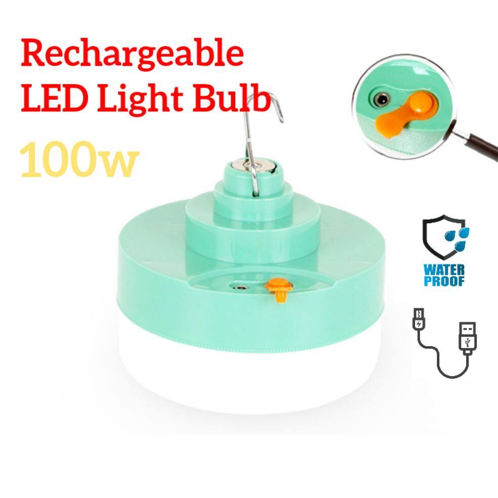 100w Rechargeable Light LED Light Bulb Emergency Light / Lampu Pasar ...