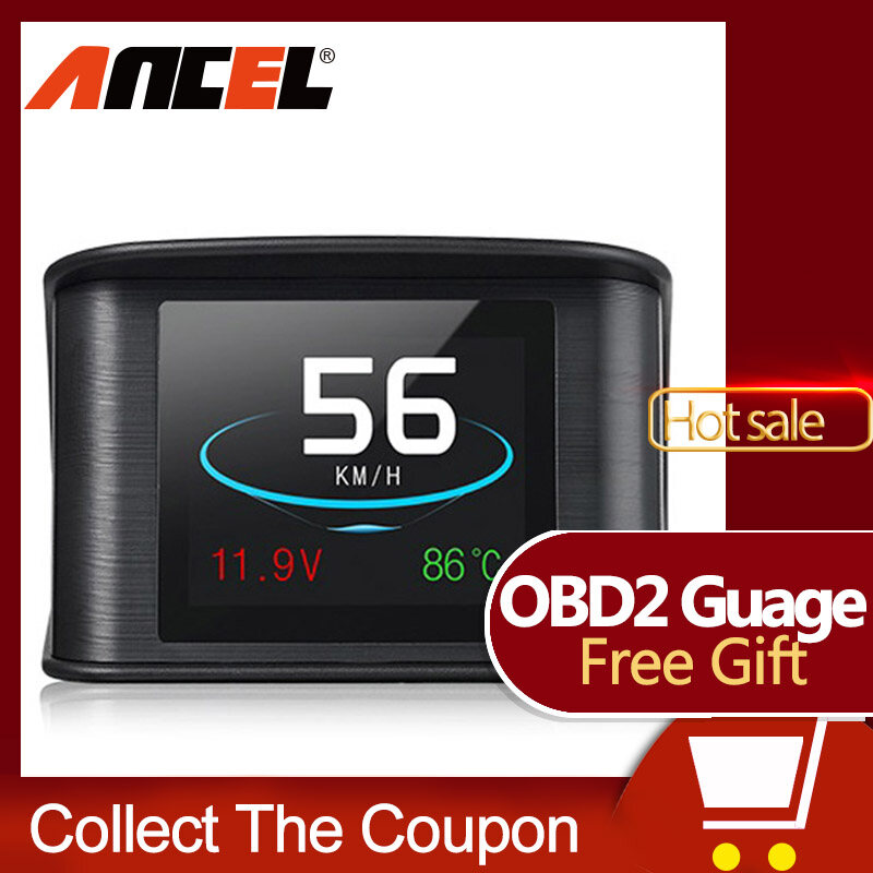 Ancel P10รถเครื่องสแกนเนอร์ OBD2 Scanner ดิจิตอล HUD Head-Up Gauge ...