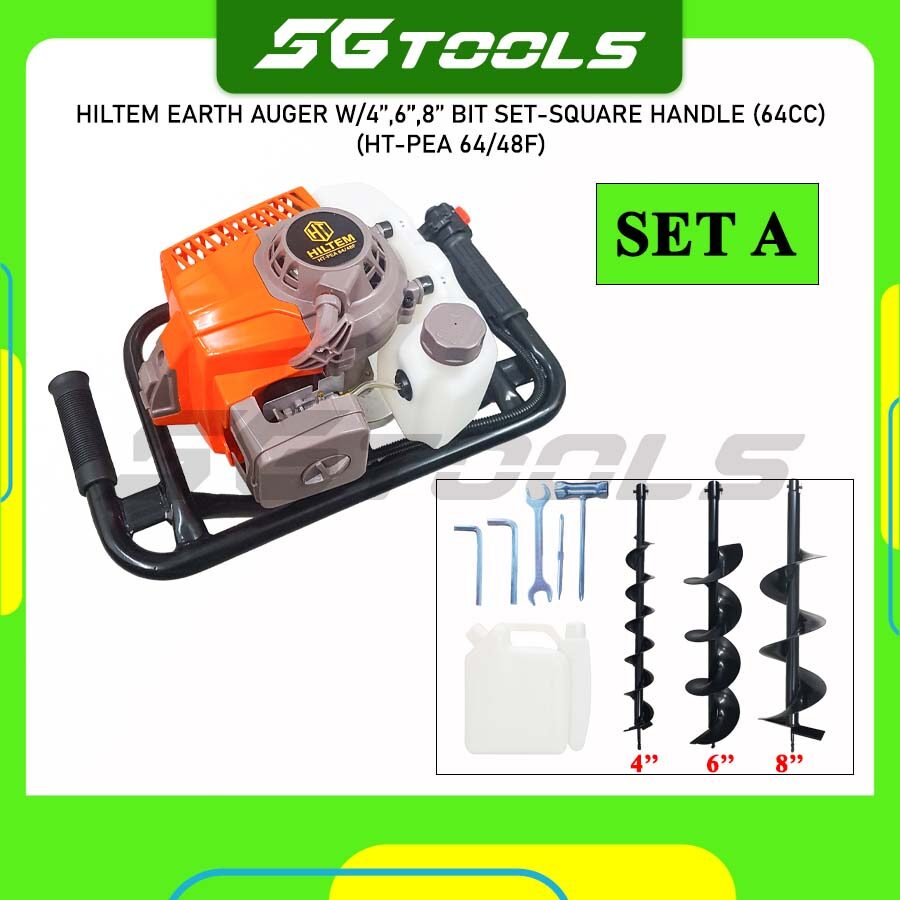HILTEM EARTH AUGER W/4", 6", 8" BIT SET (64CC) (HT-PEA 64/48F)/ HEAVY ...