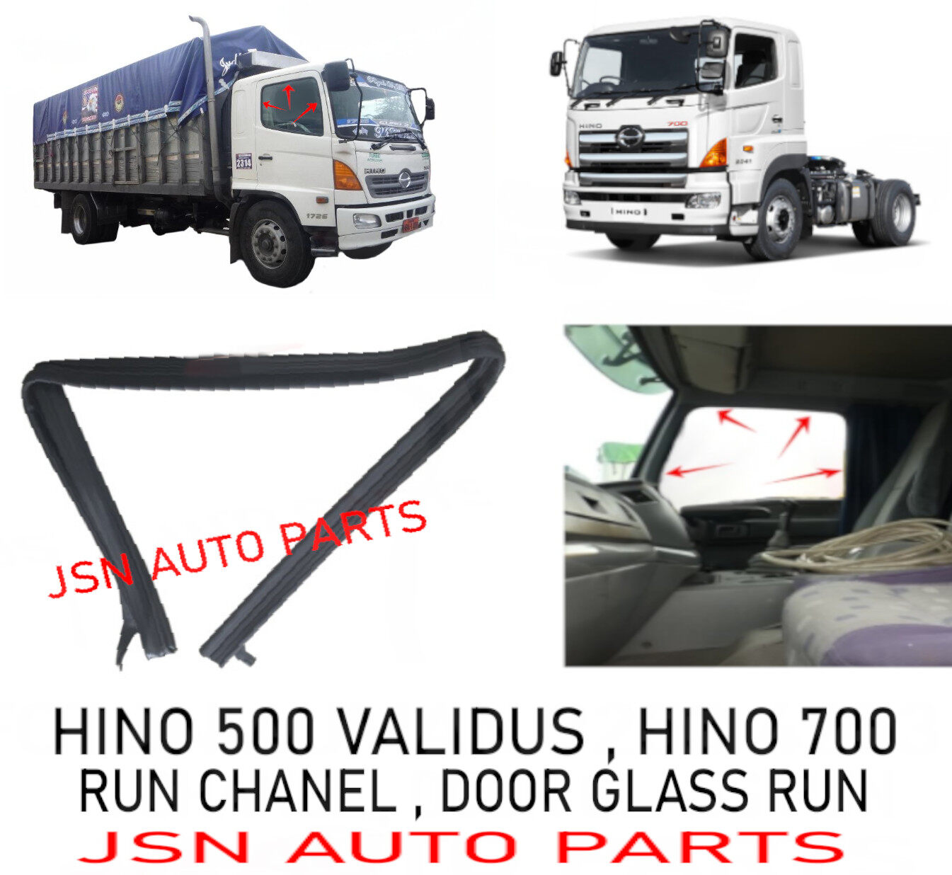 J08S08 RUN CHANEL , DOOR GLASS RUN HINO VALIDUS 500 , HINO 700 LORRY ...