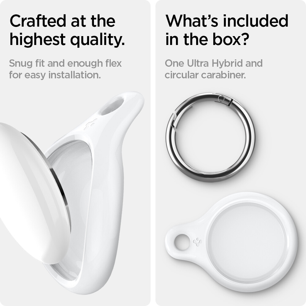 SPIGEN Case for AirTag Case Ultra Hybrid White Sleek Simple Case with ...