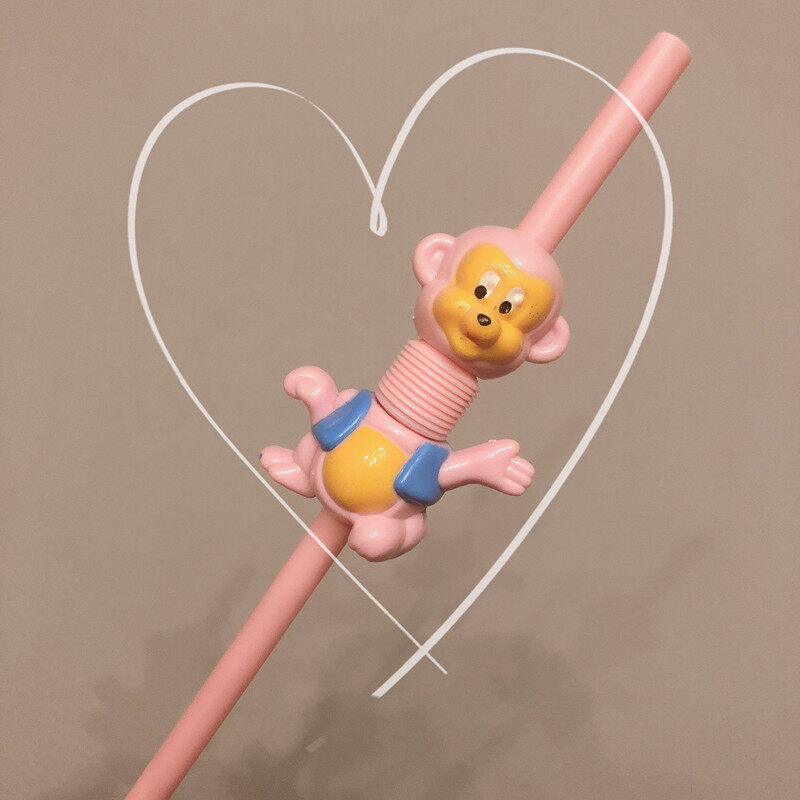 Ready Stock Cute Kt Straw Cartoon Cat Straws Pink Retractable Drinking ...