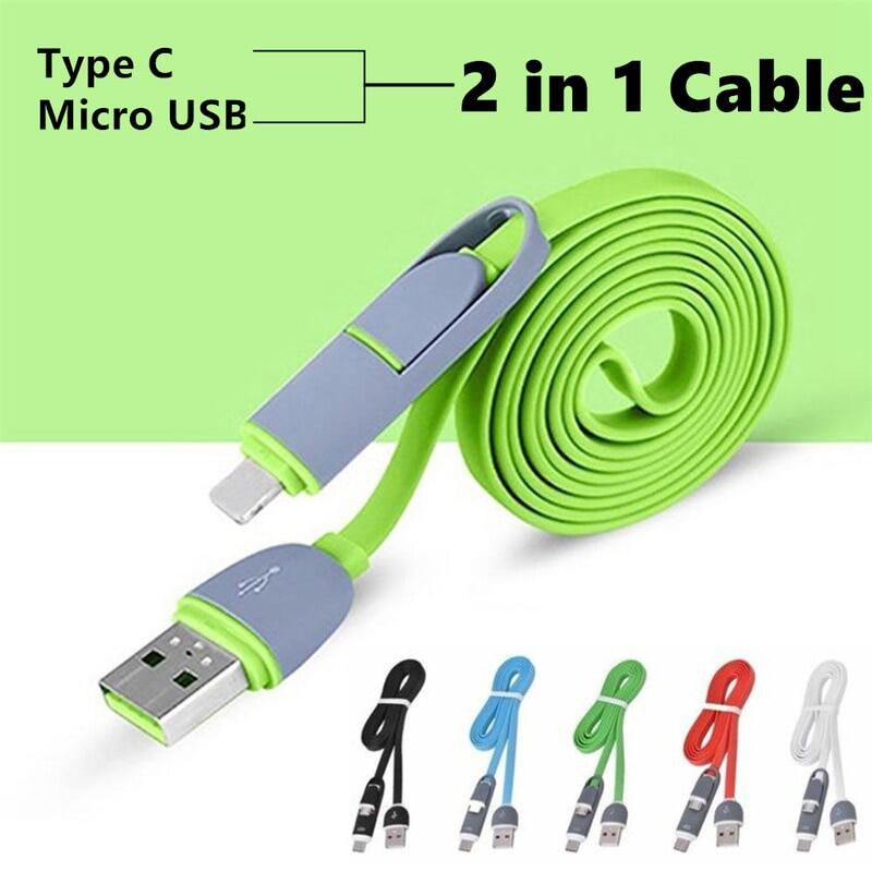 2 In 1 Micro USB Type C Cable Fast Charger Data Sync Cord Line Speed ...