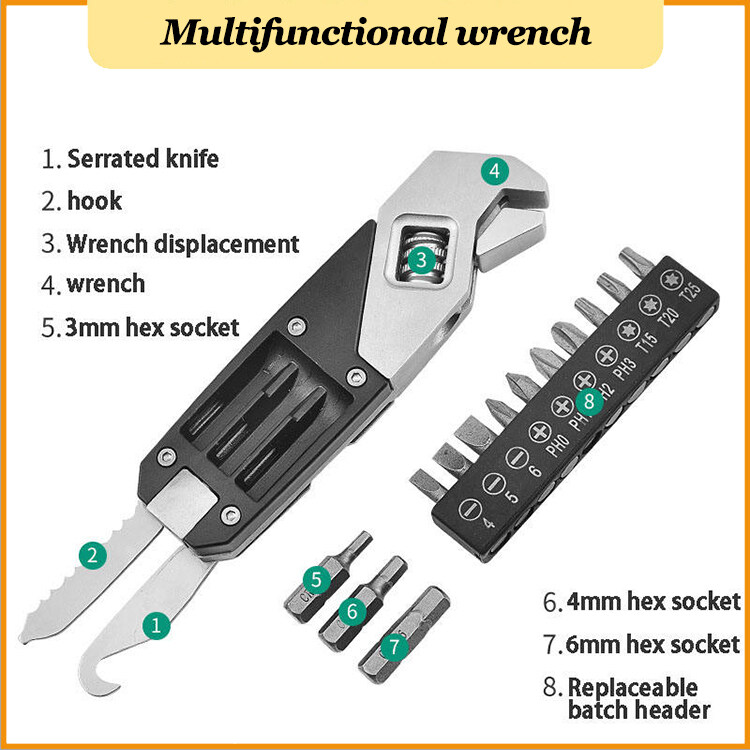 Multifunctional all-in-one wrench with screwdriver Hook Saw Stainless ...