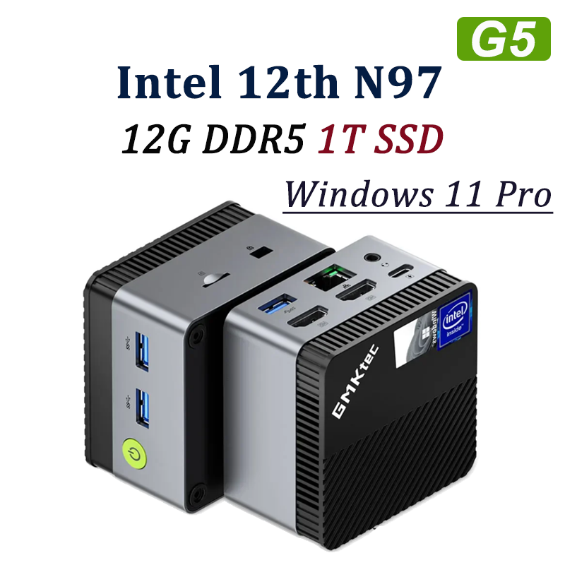 GMK G5 Mini PC Intel 12th N97 Max 3.6GHz LPDDR5 4800MT/s 12G M.2 2242 SATA Windows 11 Pro 2.5G ...