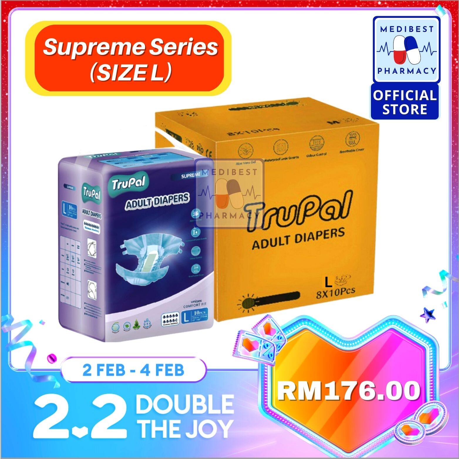 Trupal Adult Diaper Supreme Series Suitable for Day & Night Use (Size M ...