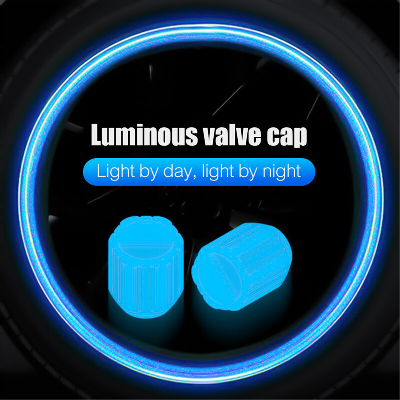8Pcs อัพเกรด Luminous Blue Valve Caps Fluorescent Night Glowing รถรถ ...