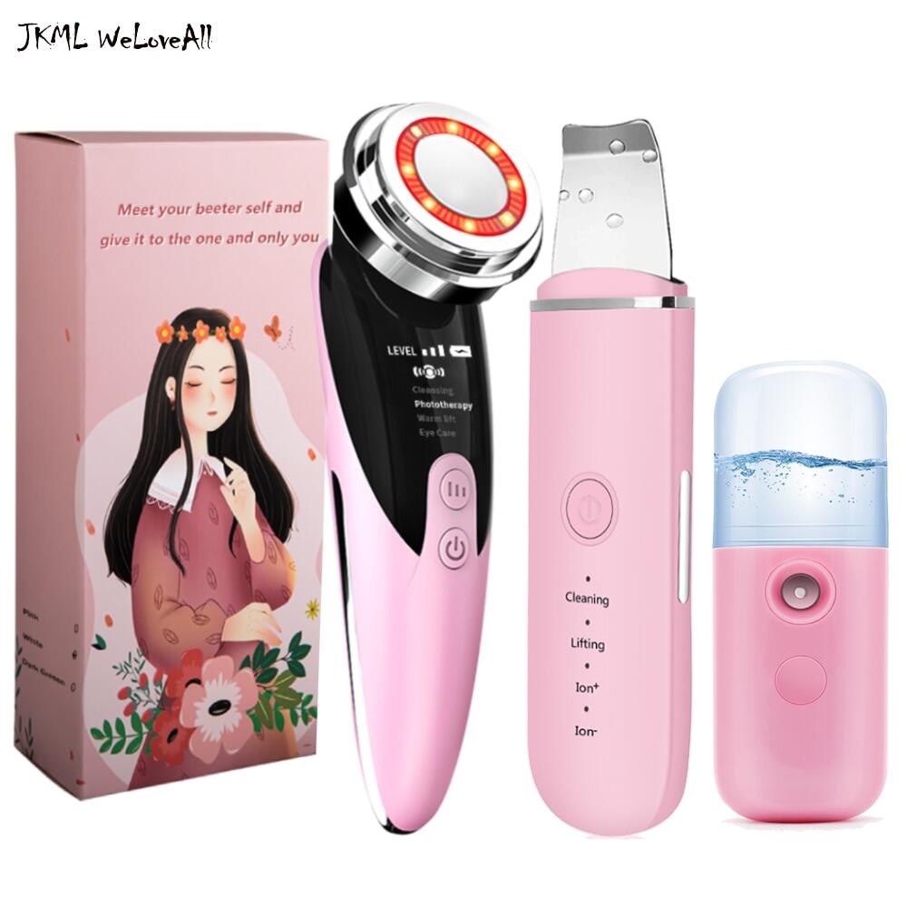 EMS LED Face Beauty Machine Ultrasonic Skin Scrubber Facial Shovel Skin Lifting Massager ...