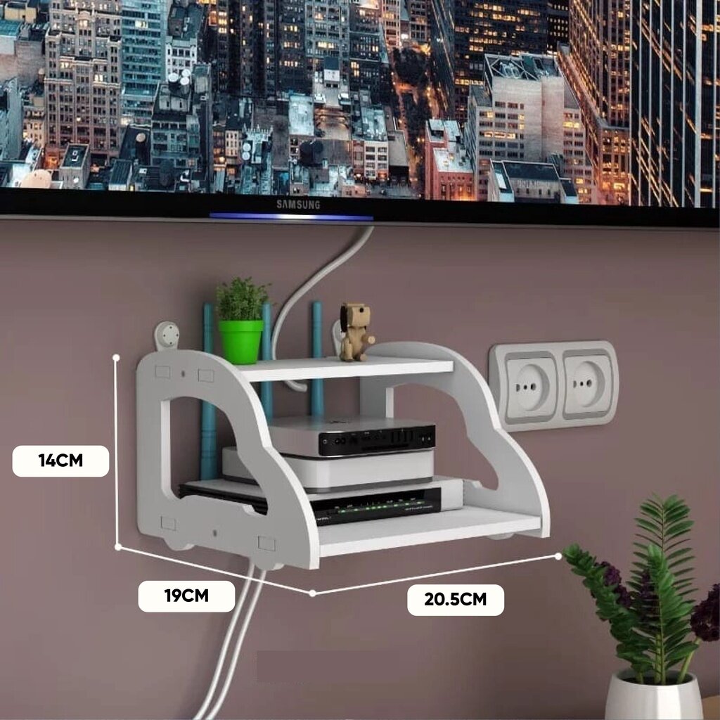 Wifi Router Wall Rack Shelf Modem Holder Space Saving Shelf TV Rack Box ...