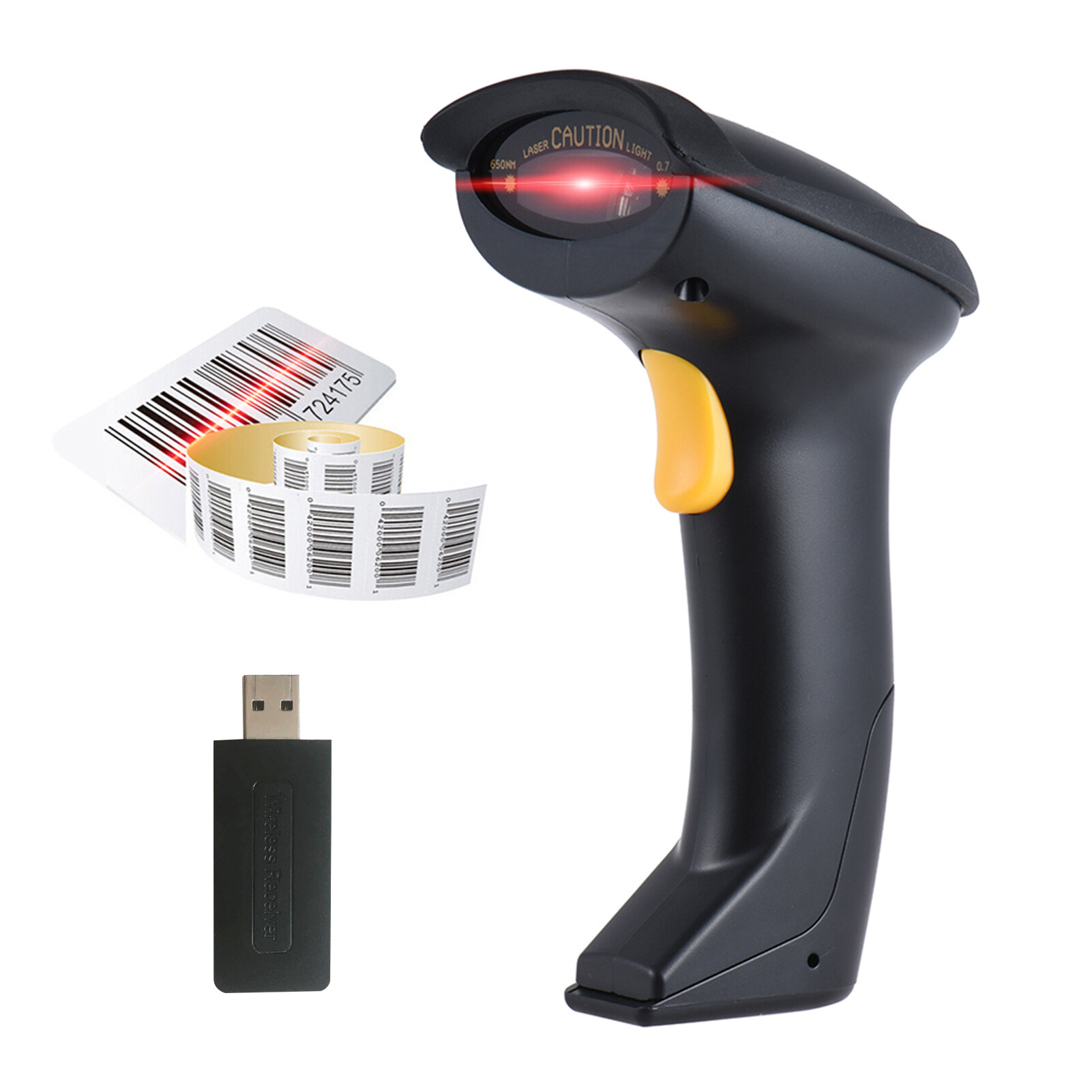 Handheld 1D Barcode Scanner 3-in-1 BT & 2.4G Wi-reless & USB Wired ...