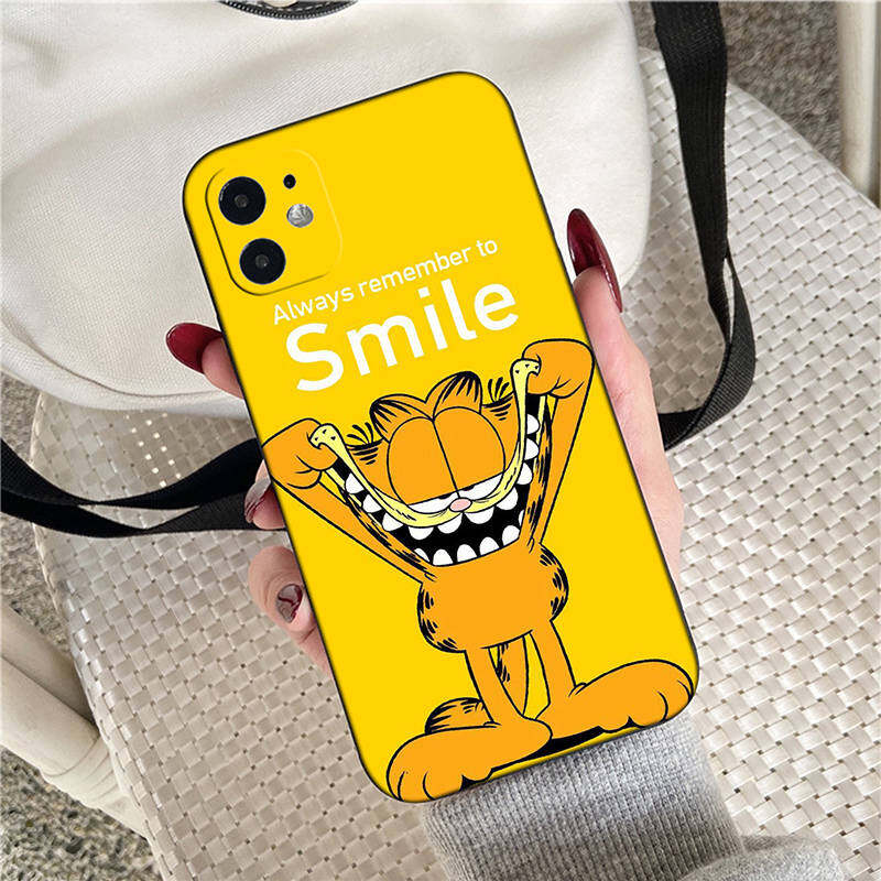 Soft Cover Silicone 34MB Cartoon Garfield cat Phone Case iPhone 13 11 ...