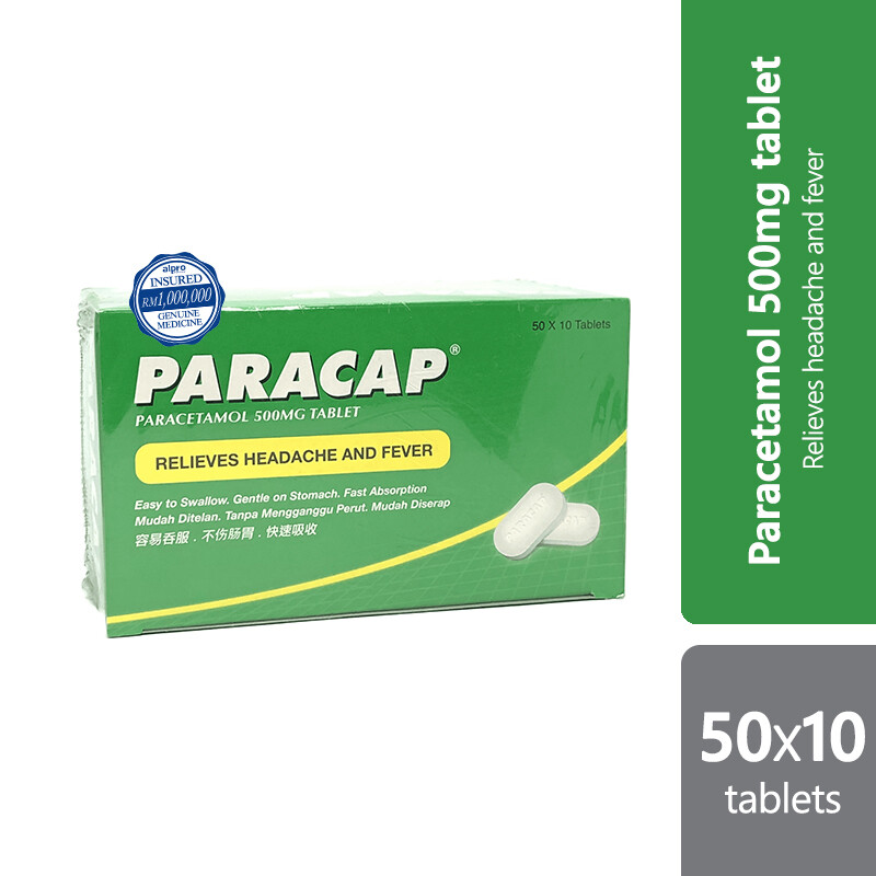 Alpro Pharmacy Paracap Paracetamol 500mg 50x10s | Relief Pain & Fever ...