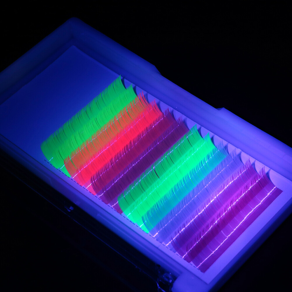 Hittime สี UV Neon Eyelash Glow In The Dark Lash Extenions Fluorescent ...