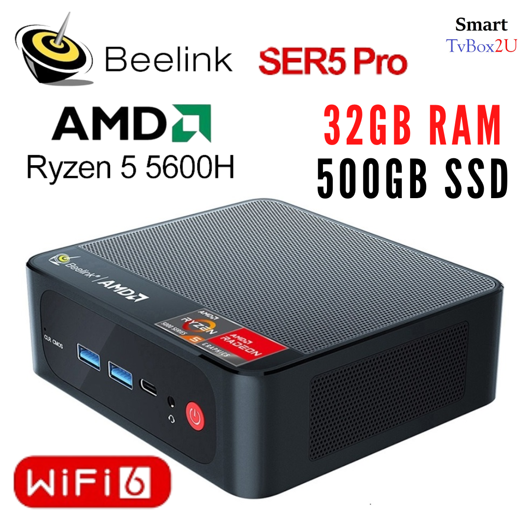 Beelink SER5 Pro Mini PC AMD Ryzen 5 5600H Windows 11 Pro WiFi 6E 32GB ...