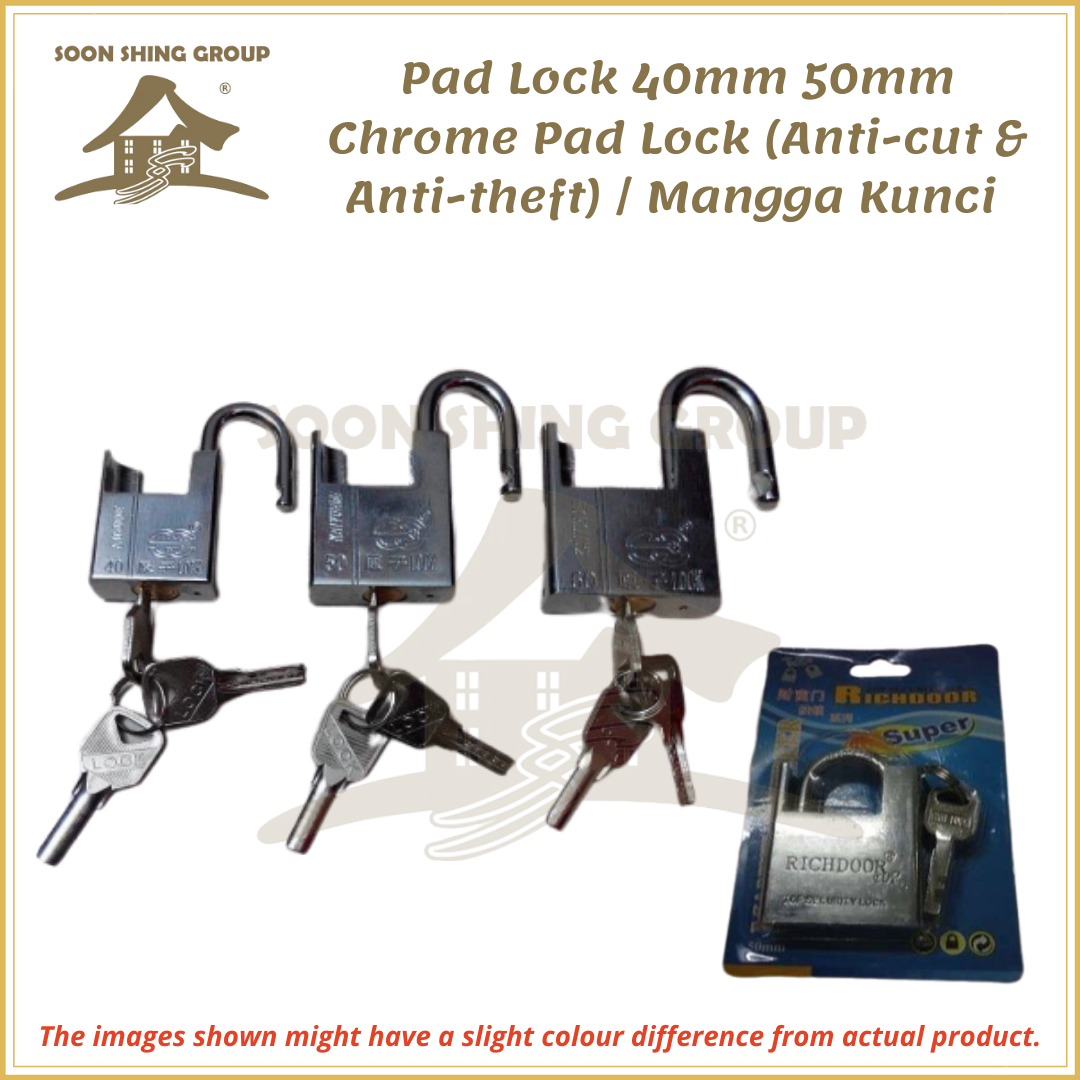 Pad Lock 40mm 50mm Chrome Pad Lock (Anti-cut & Anti-theft) / Mangga ...