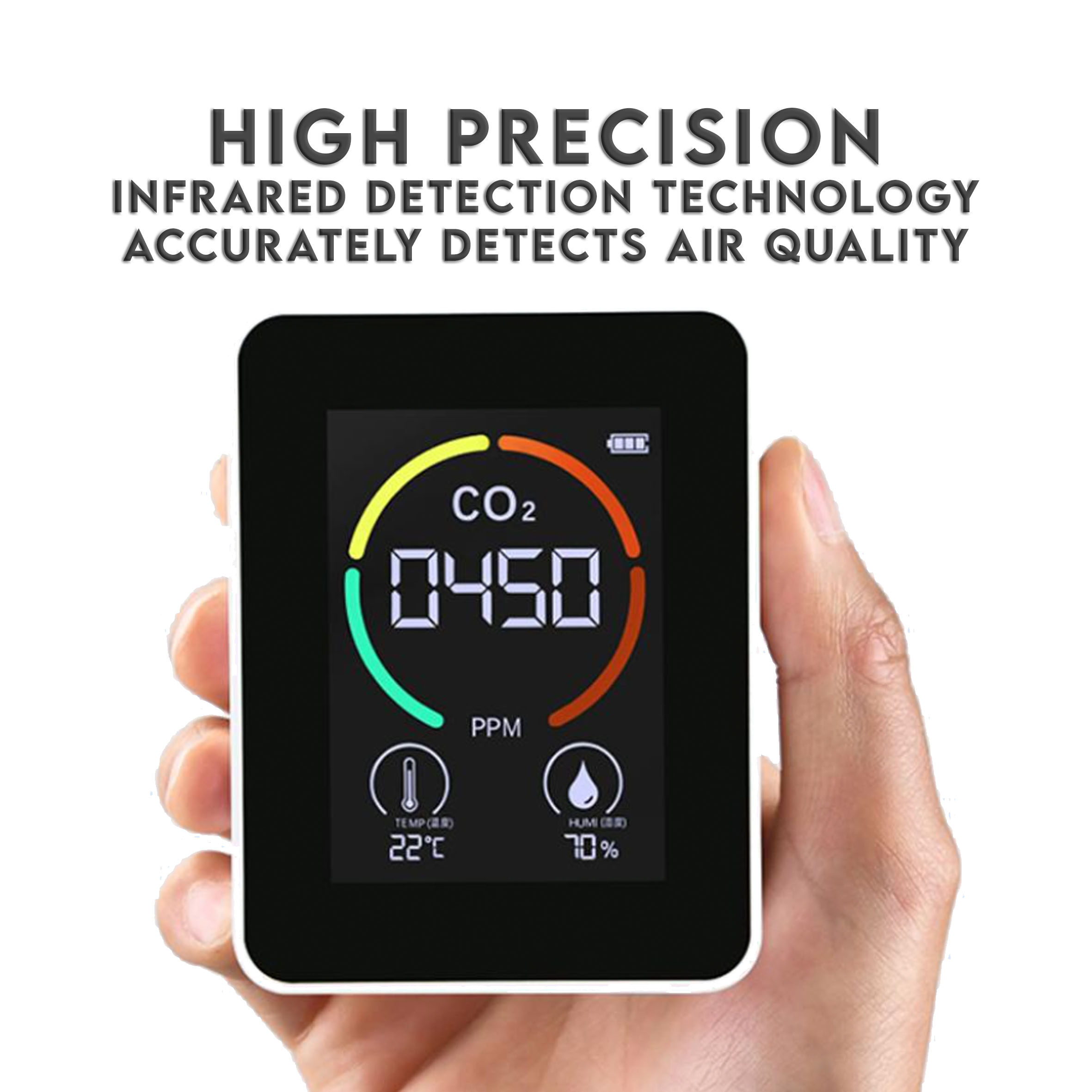 3 in 1 Air Quality Monitor CO2 Carbon Dioxide Detector (NDIR Sensor) Humidity Temperature ...