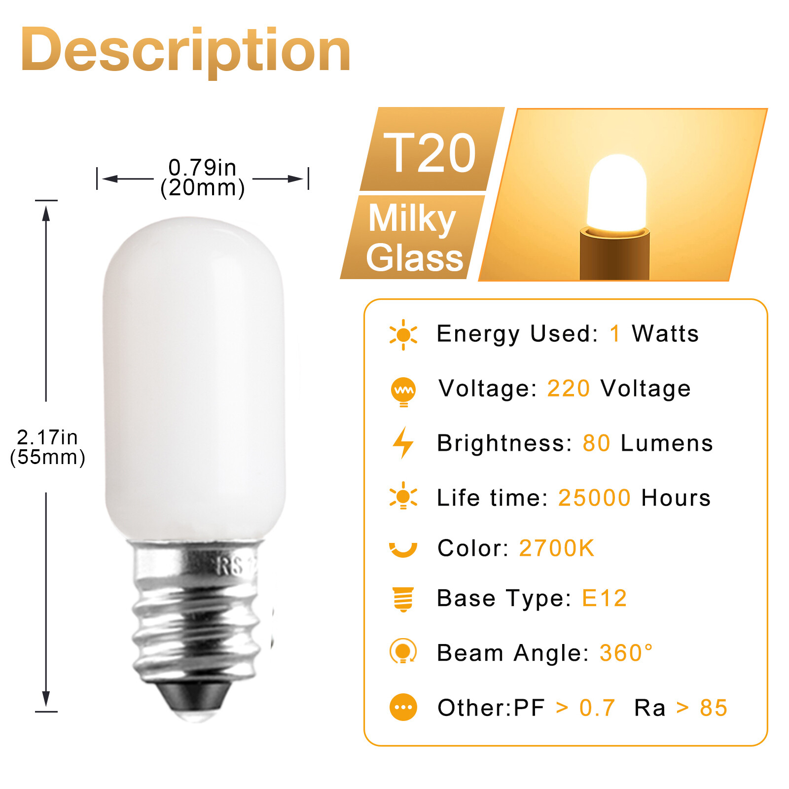 3 Packs E12 E14 Mini LED Light Bulb 1W Replacement for 10W Halogen ...