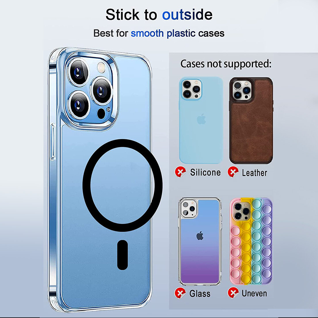 BlueWow สติ๊กเกอร์วงแหวนโลหะแบบติดกาวสำหรับชาร์จไร้สาย Magsafe แหวนอะแดปเตอร์สำหรับที่ยึดจับ ...