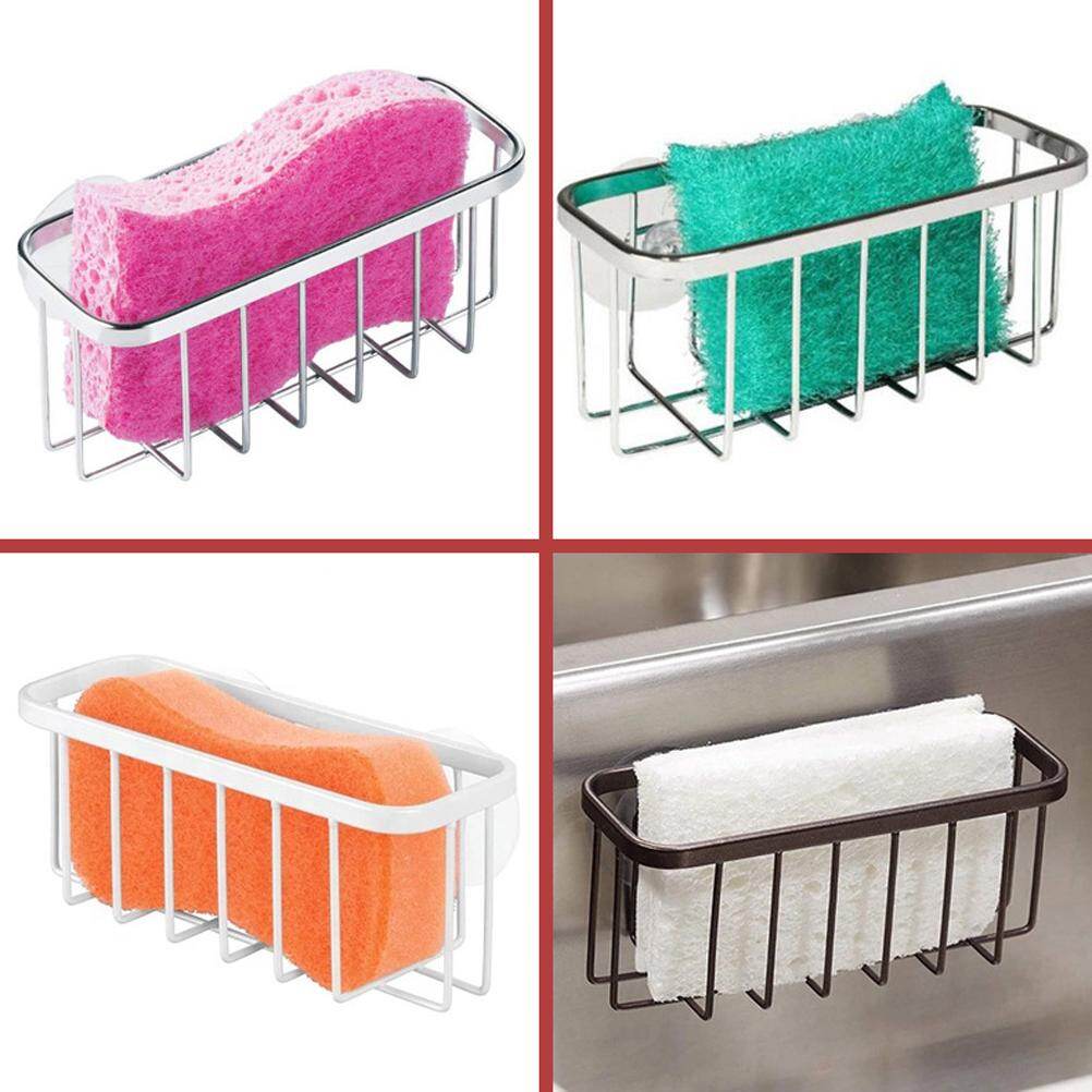 Stainless Steel Sponge Holder Suction Cup Sink Rack Kitchen Organizer ...