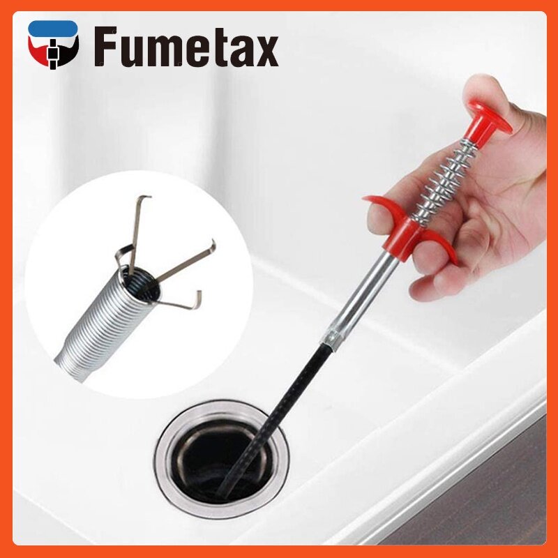 90cm Drain Snake Spring Pipe Dredging Tool Dredge Unblocker Drain Clog ...