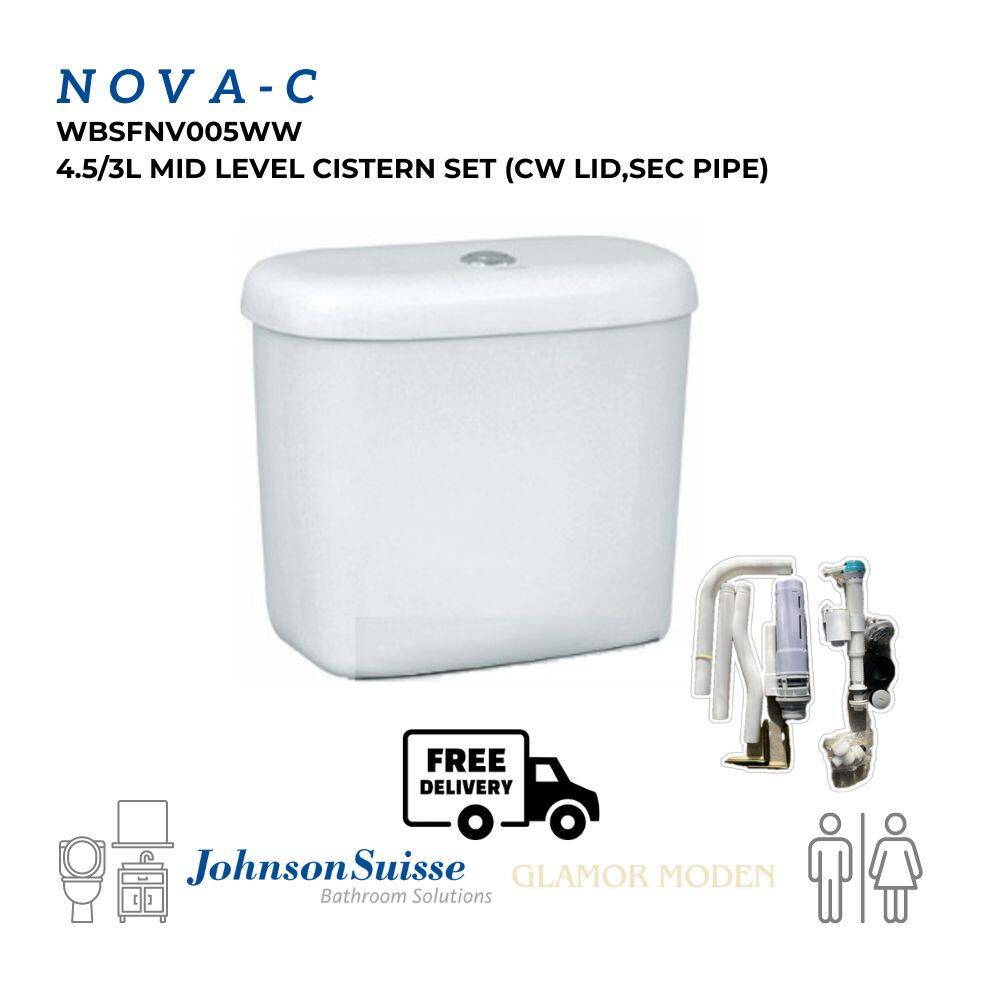 JOHNSON SUISSE WBSFNV005WW NOVA-C 4.5/3L MID LEVEL TOILET CISTERN SET ...