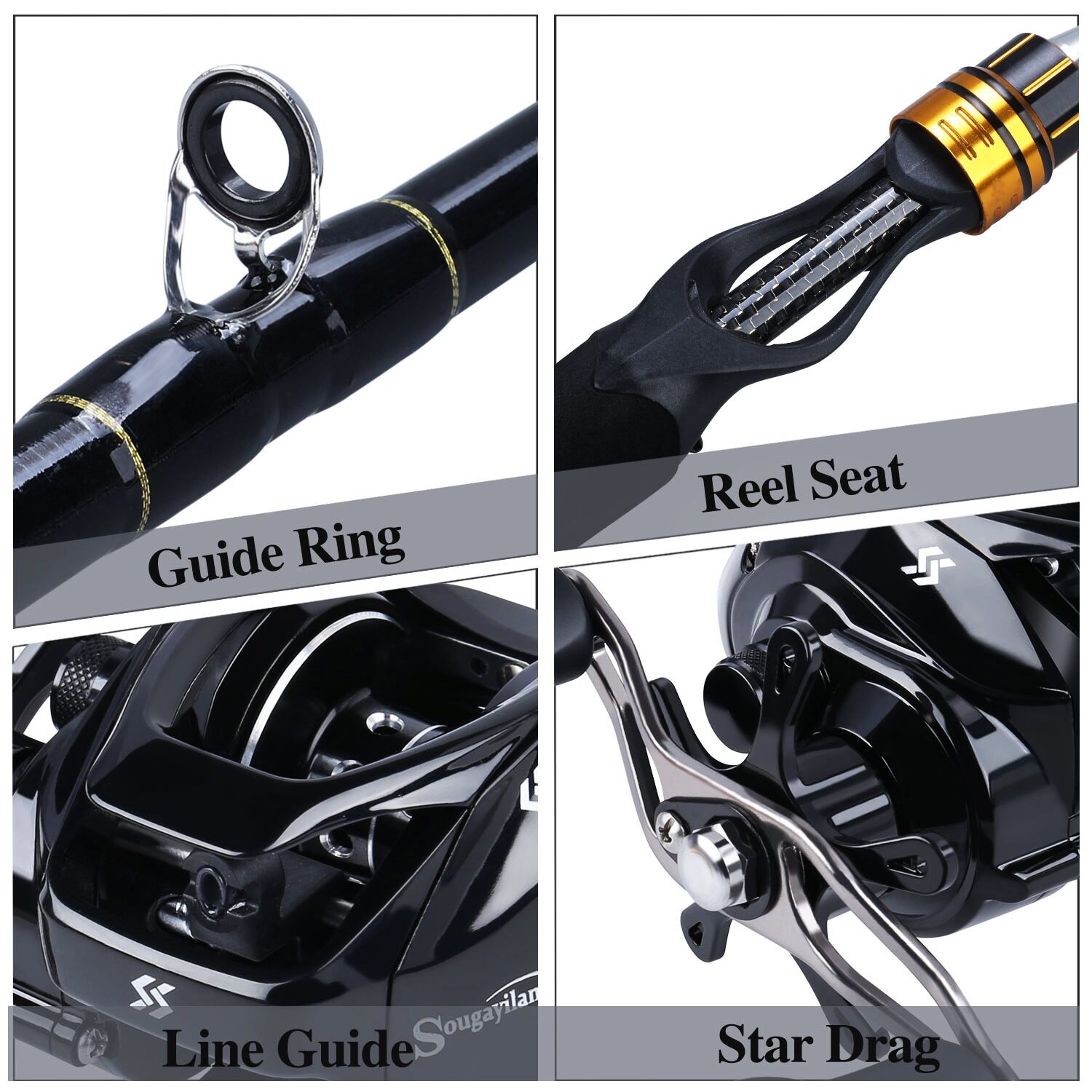 Sougayilang Fishing Rod and Reel Combo Set 1.8m 2.1m 2.4m Casting Fishing Rod with 12+1BB ...